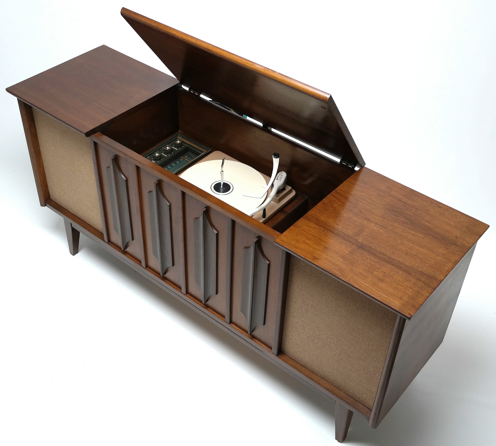 Mid Century Silvertone Stereo Console Record Player -... – The Vintedge Co.